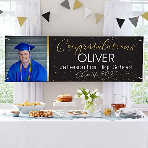 Let's Make Memories Personalized Graduation Photo Banner - 6-Foot Confetti Celebration Banner - Class of 2023 Banner - Customize with Photo, Messageā¦