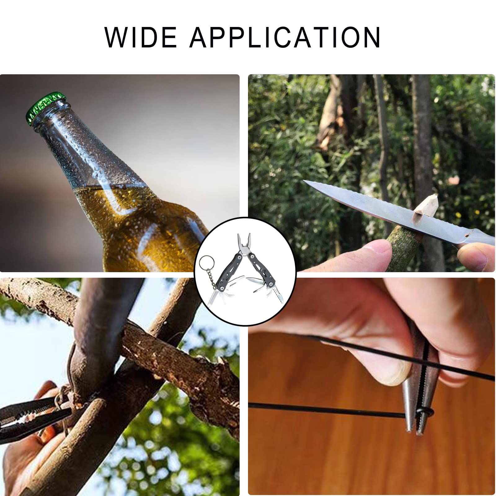 14in1 Keychain Multitool ,Multitool Pliers Pocket Knife with Safety Locking,Stainless Steel,Screwdrivers Saw,Bottle Opener for Outdoor, Survival, Camping, Hunting and Hiking Simple Repairs