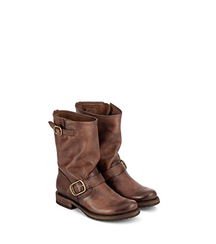Frye Veronica Short Boots for Women Made from Full-Grain Leather with Antique Metal Hardware, Goodyear Welt Construction, and Rubber Lug Soles – 6 ¾” Shaft Height, Stone - 9 M