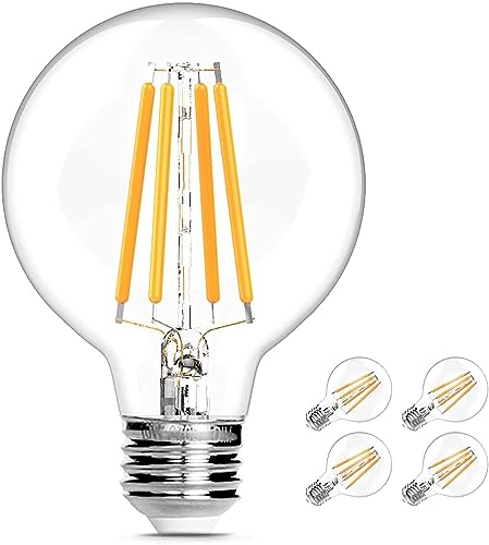 【Upgraded】 Dimmable G25 LED Globe Light Bulbs, Edison Light Bulbs 100W Equivalent, 1200 Lumens, 10W E26 Base Vanity Light Bulb with Warm White 2700K for Home Reading Room Bathroom Pendant, 4-Pack
