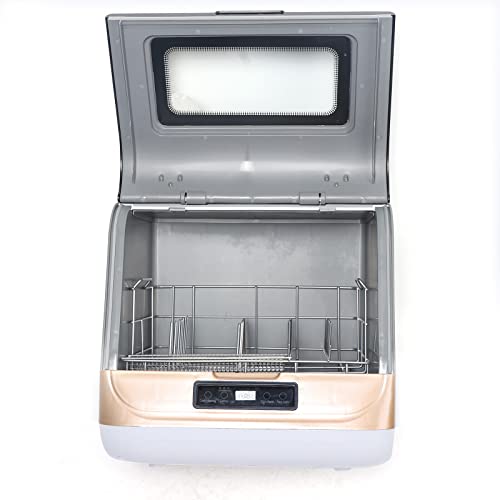 Portable Countertop Dishwasher, Large Capacity Compact Size Dish Washing Machine 4 Wash Programs Display Automatic Dishwashing for Apartments, Dorms & RVs