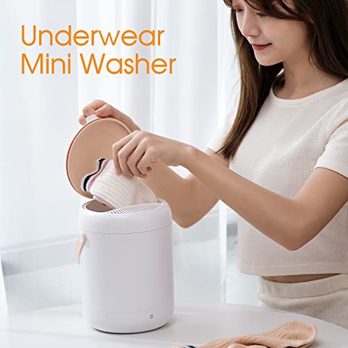 Joiena Portable Washing Machine 3L mini washer for Underwear, Socks, Baby Clothes, Beauty Accessories, Compact Small Laundry for Apartment Dorm, Home, Travelling (White)