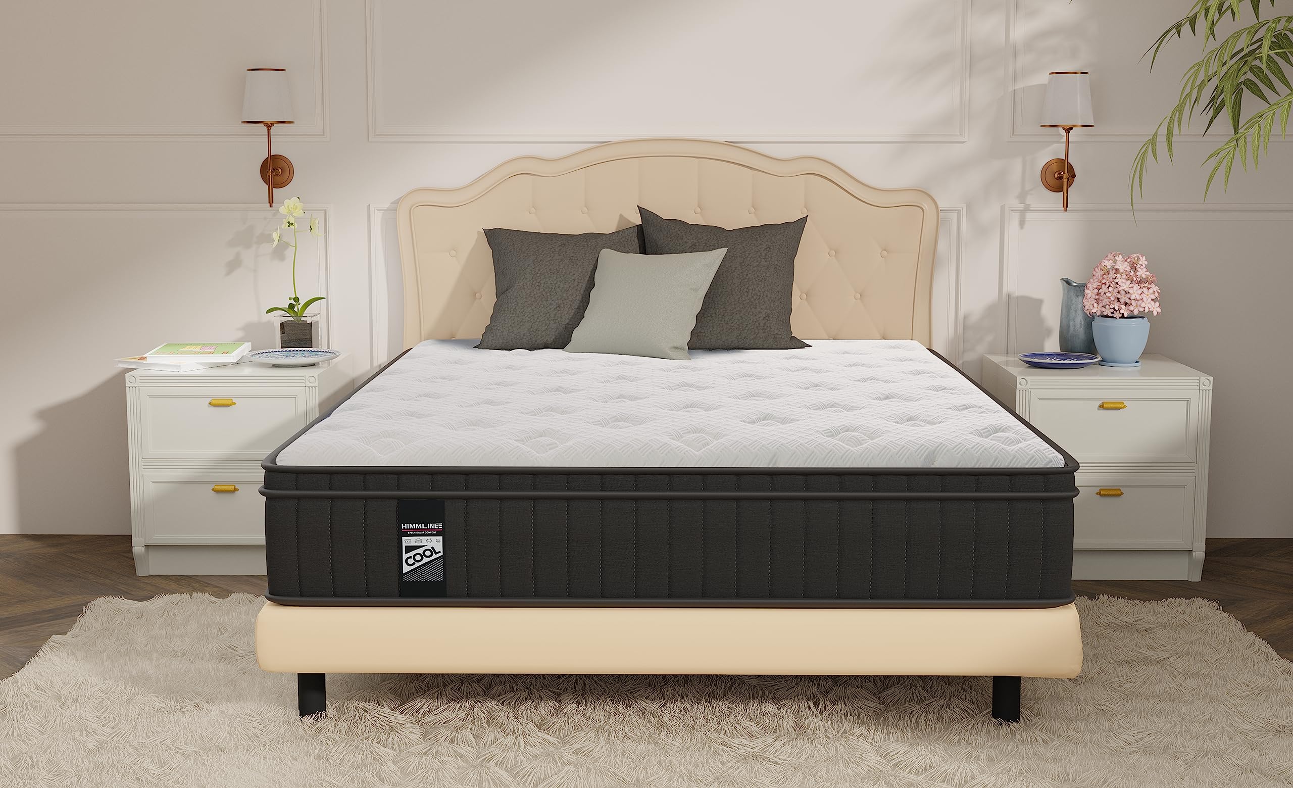 HIMMLINE King Mattress, 10 Inch Hybrid Mattress, Gel Memory Foam and Pocket Spring King Bed Mattress in a Box, Medium Feel, Cooler Sleep & Pressure Relief, 76”*80”, 120 Nights Risk-Free Trial