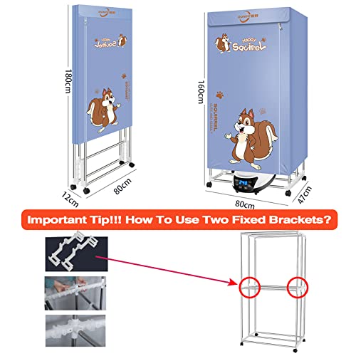 KOFOHON Apartment Clothes Dryer Portable Heated Laundry Drying Rack Remote Control Low Noise 1600W-1.6Meters for RV Camping Home110V