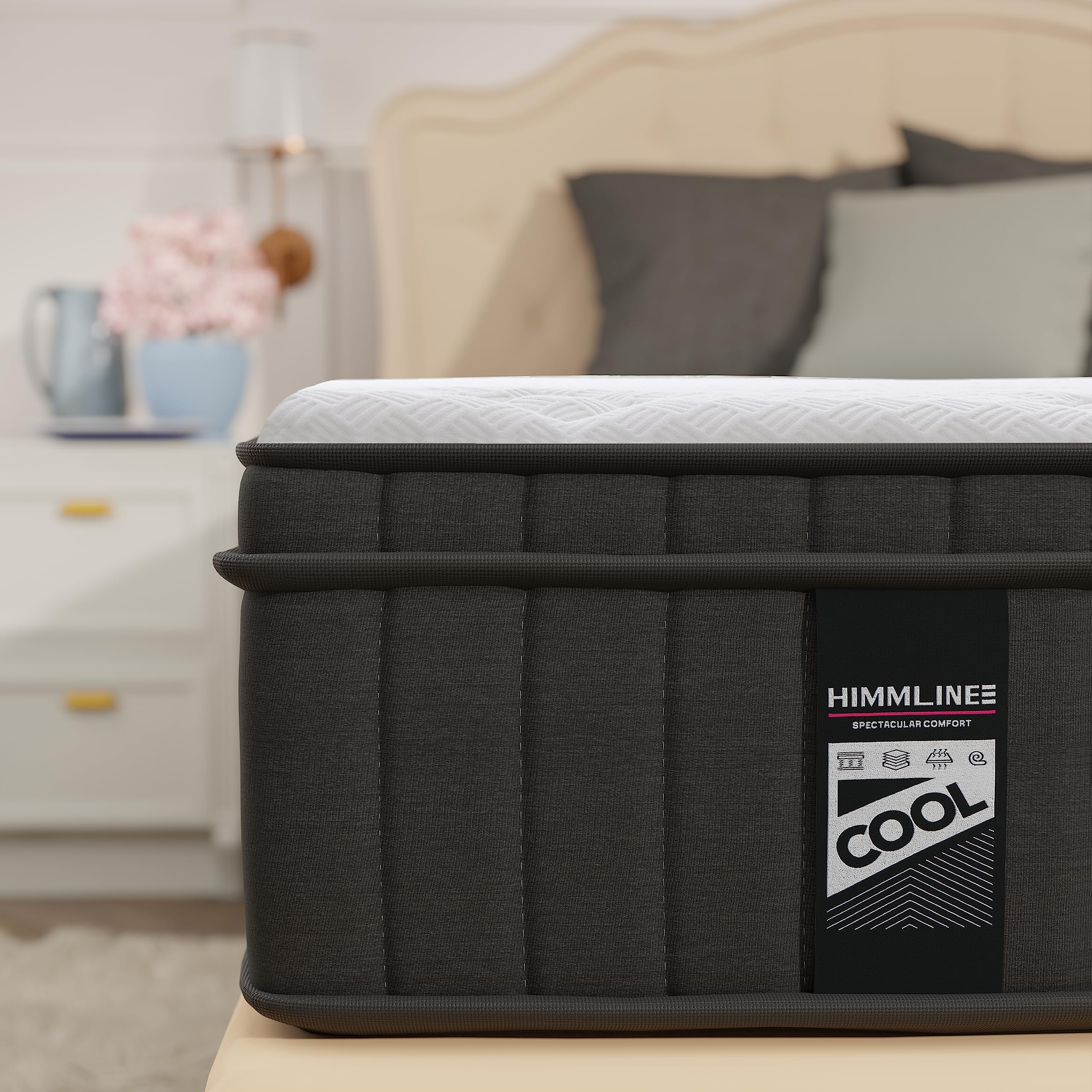 HIMMLINE King Mattress, 10 Inch Hybrid Mattress, Gel Memory Foam and Pocket Spring King Bed Mattress in a Box, Medium Feel, Cooler Sleep & Pressure Relief, 76”*80”, 120 Nights Risk-Free Trial