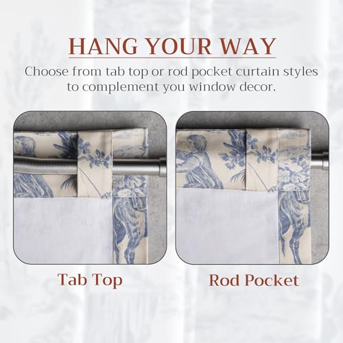 Maison d'Hermine Curtains for Living Room 100% Cotton 96 inch Length One Panel Window Toile Curtains for Bedroom with Loop & Rod Pockets - The Miller Blue, 50" W x 96" L