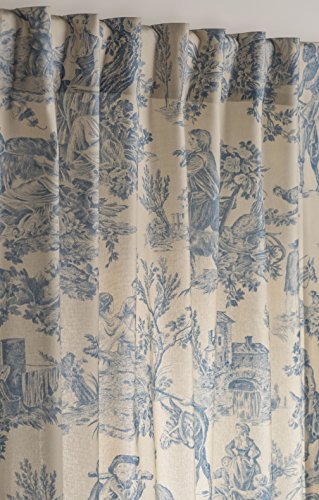 Maison d'Hermine Curtains for Living Room 100% Cotton 96 inch Length One Panel Window Toile Curtains for Bedroom with Loop & Rod Pockets - The Miller Blue, 50" W x 96" L