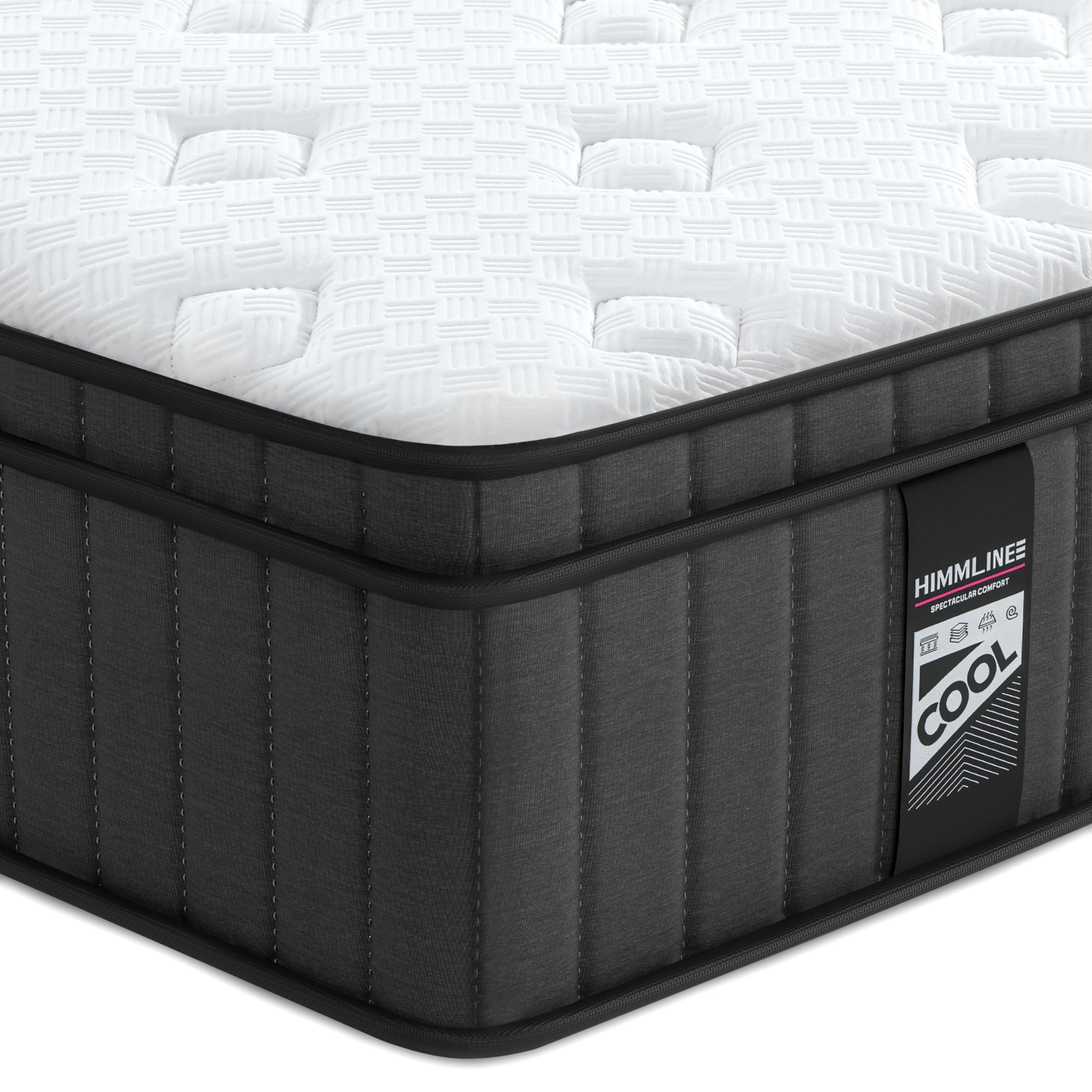 HIMMLINE King Mattress, 10 Inch Hybrid Mattress, Gel Memory Foam and Pocket Spring King Bed Mattress in a Box, Medium Feel, Cooler Sleep & Pressure Relief, 76”*80”, 120 Nights Risk-Free Trial