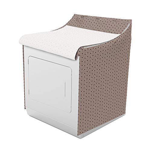 Ambesonne Abstract Washer Cover, Herringbone Bohemian Funky Geometric Shapes Groovy Earth Tones Chevron, Waterproof Dustproof Decorative Fabric, 29" x 28" x 40", Chestnut Brown White