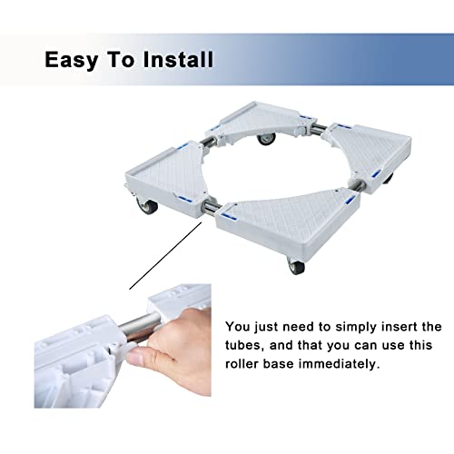 MAOPINER Multi-Functional Furniture Dolly Roller Base Adjustable Movable Base Refrigerator Stand for Washing Machine Refrigerator and Dryer (4 wheels)