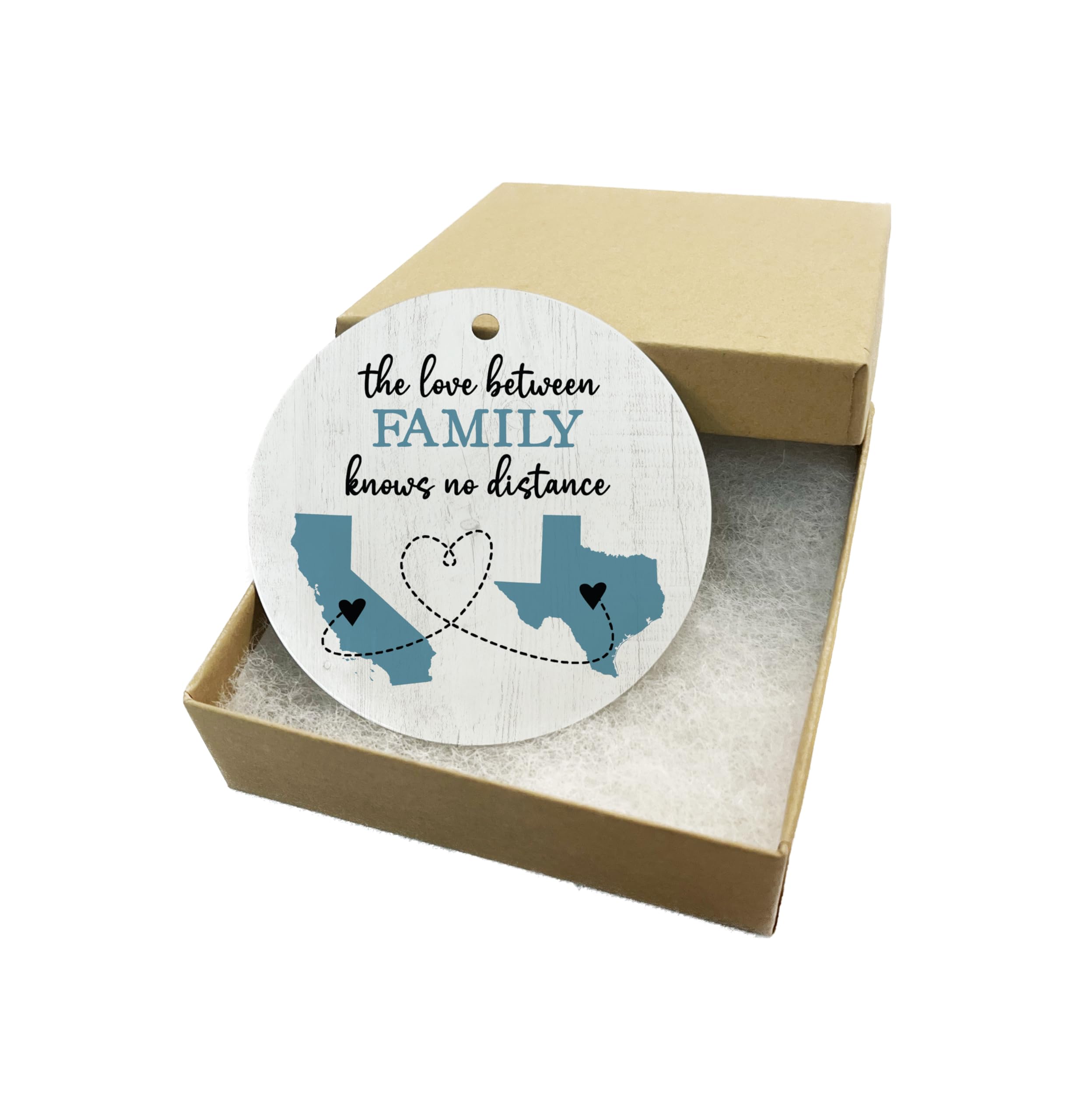 CANARY ROAD Two State Long Distance Family Ornament | State to State Christmas Gift | Personalized Christmas Ornament | Moving Away Gift | Mothers Day