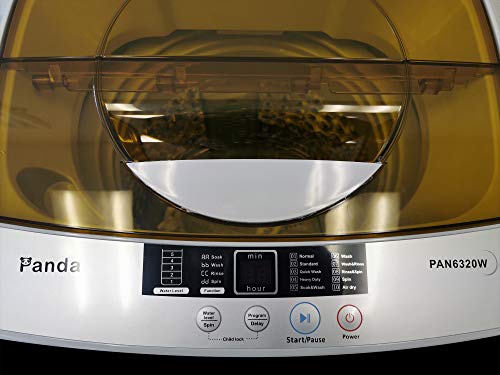 Panda Portable Washing Machine, 1.34 Cu.ft, 10 Wash Programs, 2 built in rollers/casters, Compact Top Load Clothes Washer