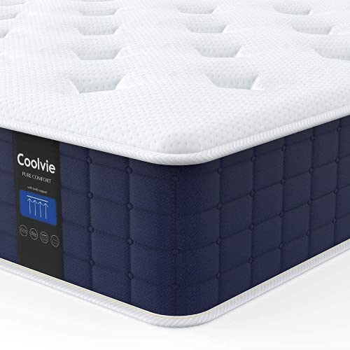 Coolvie King Mattress, 10 Inch King Size Hybrid Mattress, Individual Pocket Springs with Memory Foam, Bed in in a Box, Cooler Sleep with Pressure Relief and Support