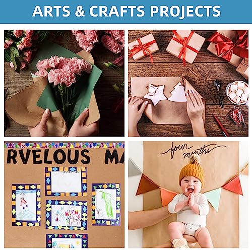 Wrapping Paper, Craft Paper, White Kraft Paper Roll 17.8"x 100ft for Gift Wrapping, Floor Covering, Bulletin Board, Arts Crafts, Bouquet Flower, Table Runner, Poster, Packing Paper for Moving Supplies (Brown)