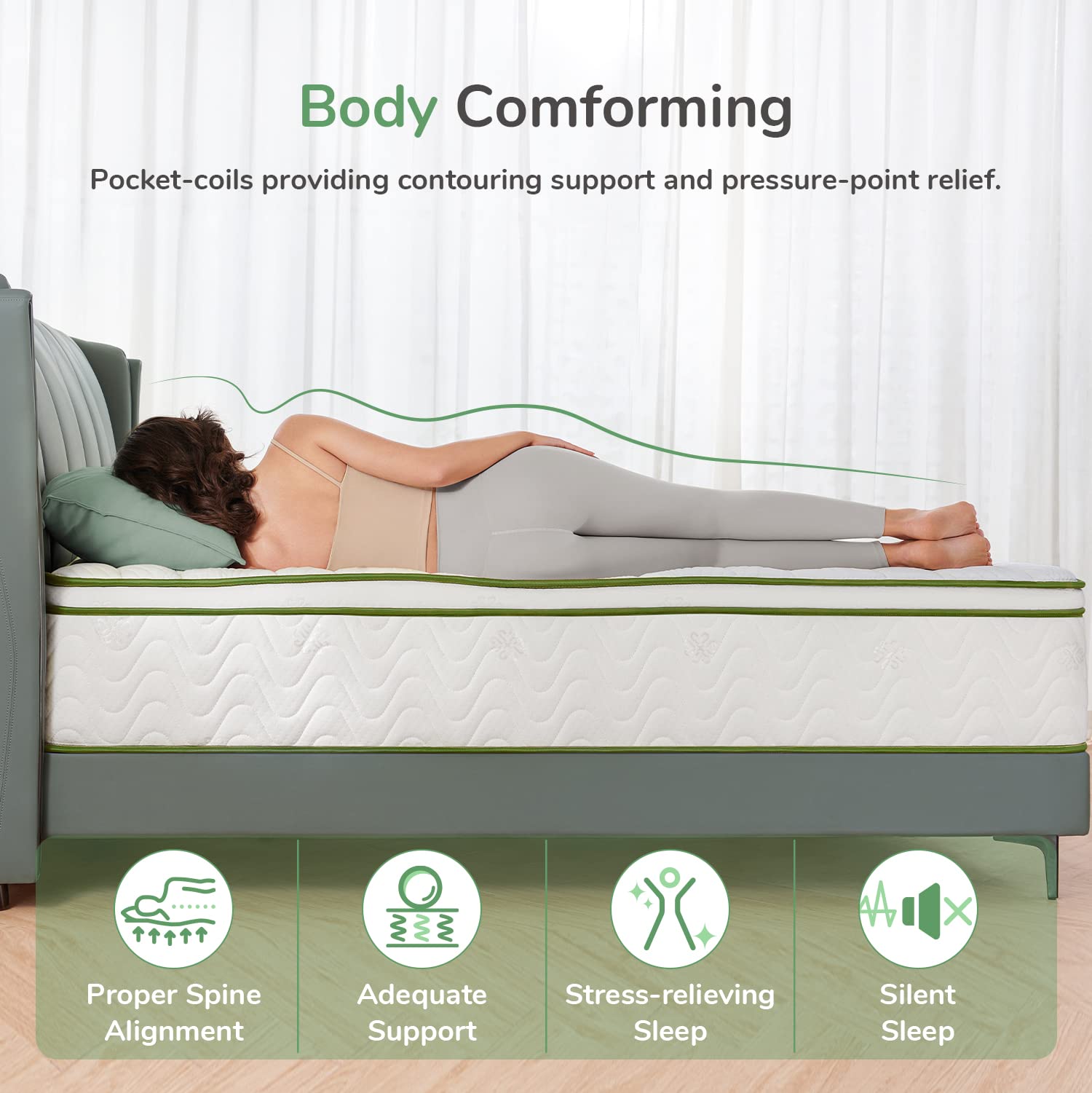 Novilla King Size Mattress 10 Inch Hybrid Mattress with Memory Foam & Pocketed Coil for Durable Support & Motion Isolation Medium Firm Mattress King Size in a Box Amenity