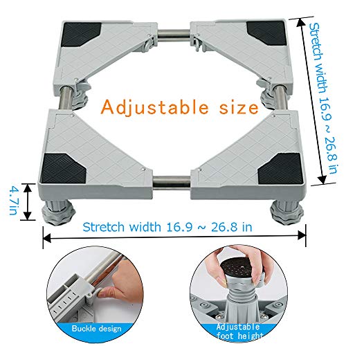 Multi-Functional Adjustable Movable Base Refrigerator Stand with 4 Strong Feets for Washing Machine Refrigerator and Dryer (4 Feets)