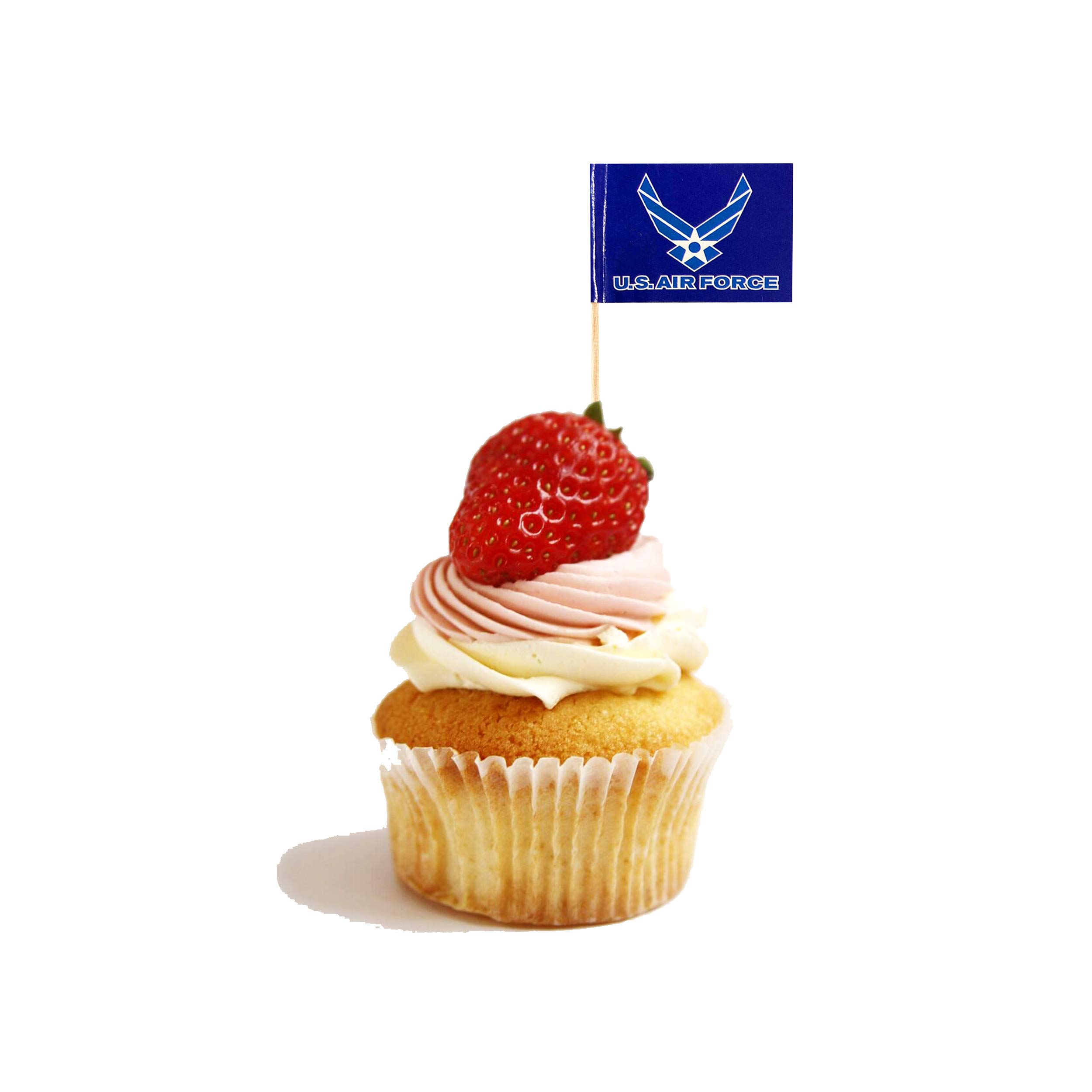 JAVD 100 Pcs US Air Force Wings Cake Topper Flag, Small Mini United States Military Air Force Wings Toothpick Flags On Stick,Decorations Supplies for Army Party Events Celebration