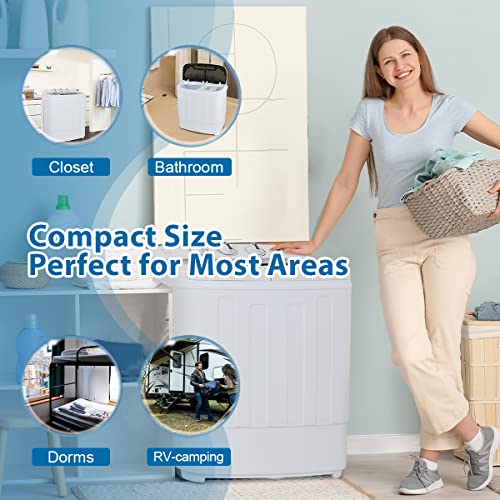ZenStyle Compact Mini Twin Tub Top Load Washing Machine w/Washer Spinner, Built-In Gravity Pump, 13lbs Capacity, 5.74 FT Power Cord Included