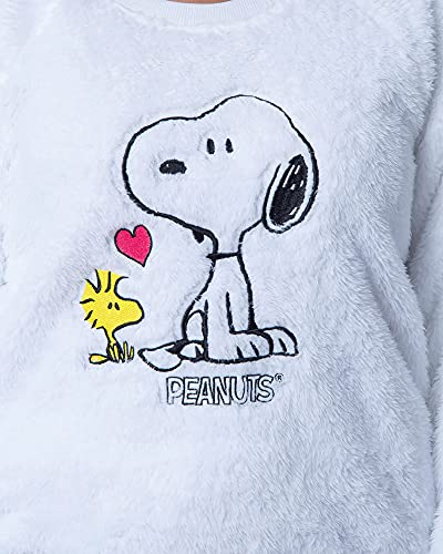 INTIMO Peanuts Womens' Snoopy and Woodstock Sweater and Shorts Sleep Pajama Set (M) White