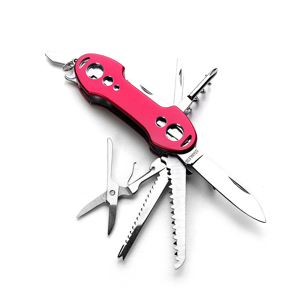 COMEBO 2 PCS Pack Stainless Steel Swiss Style Army Pocket Knife Multitools 12-in-1 Multi Function with Opener Screwdrivers Saw Scissors