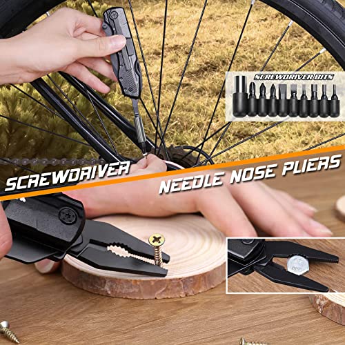 Multitool Pocket Knife Tactical Knife with Blade Saw Plier Screwdriver Folding Built with Full Stainless Steel Perfect Tool for Men Camping Emergency Outdoor Gifts for Men Him Dad Husband Boyfriend