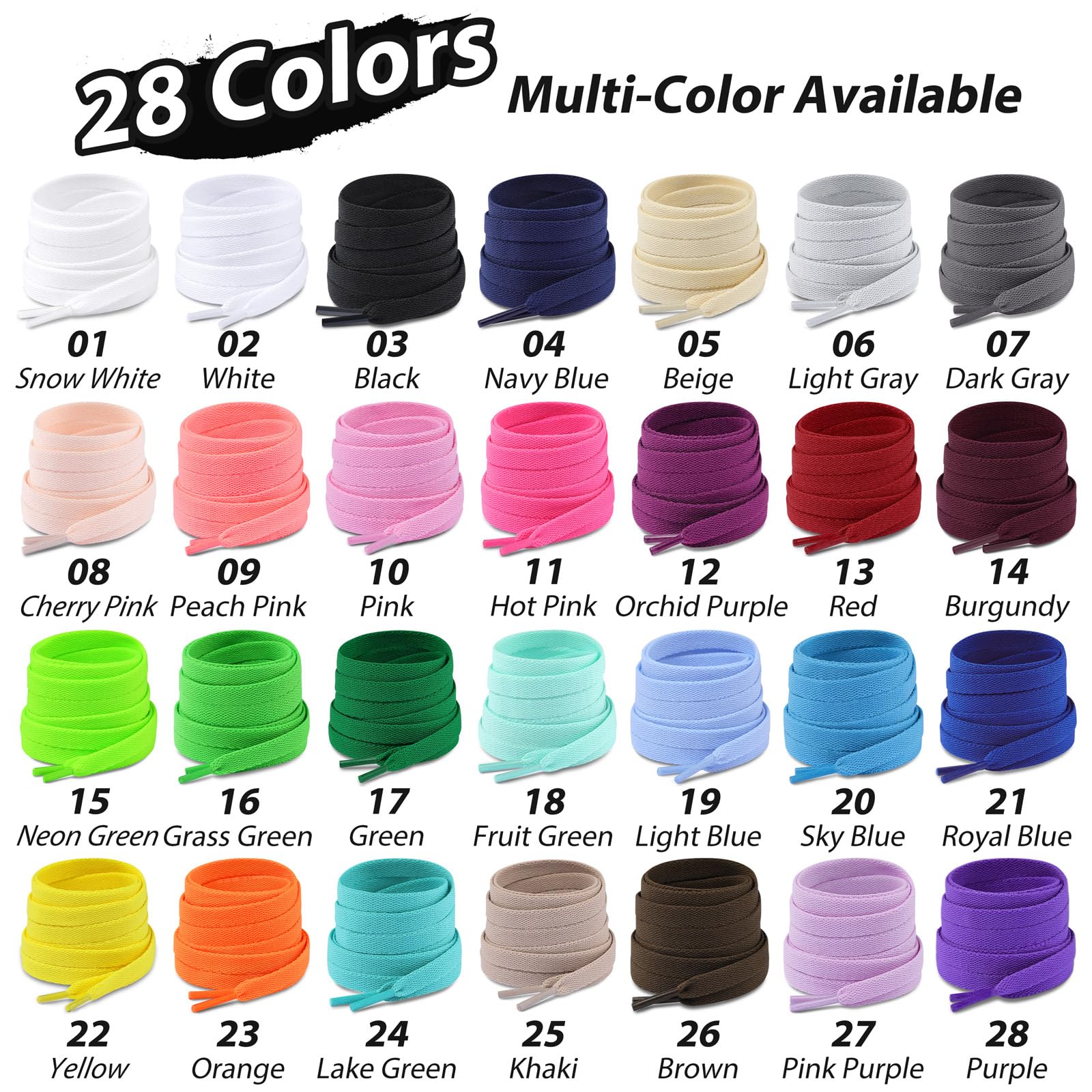 Puzeam 2 Pair Upgrade Tight Weave Flat Shoe Laces for Sneakers 28 Colors 5/16" Wide Replacement Shoelaces for Adults and Kids (Grass Green, 140 cm)
