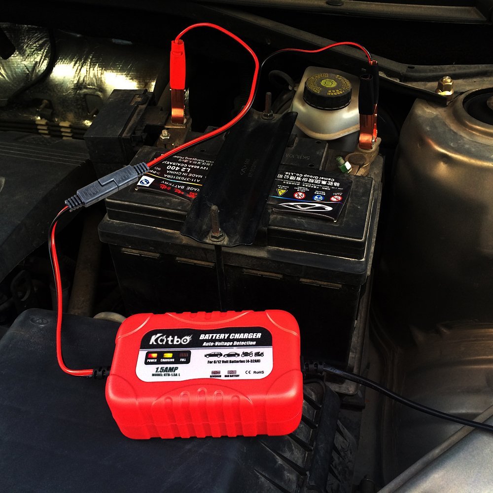 Katbo Battery Charger Automatic Maintainer 6V 12V Automatic Smart for Auto Car Motorcycle Lawn Mower ATVs RVs AGM Gel Lead Acid Batteries