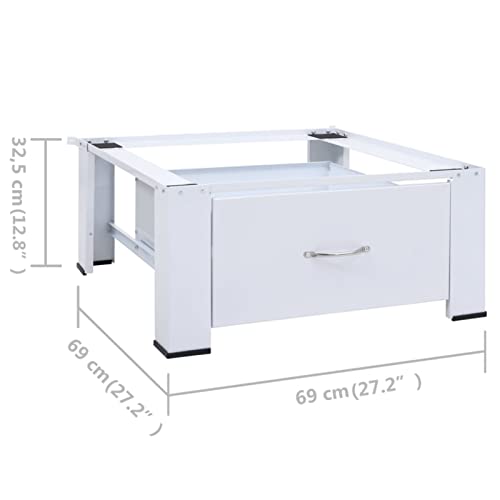 Tidyard Washing and Drying Machine Pedestal with Storage Drawer Non Slip Steel Dryer Stand White 27.2 x 27.2 x 12.8 Inches (W x D x H)