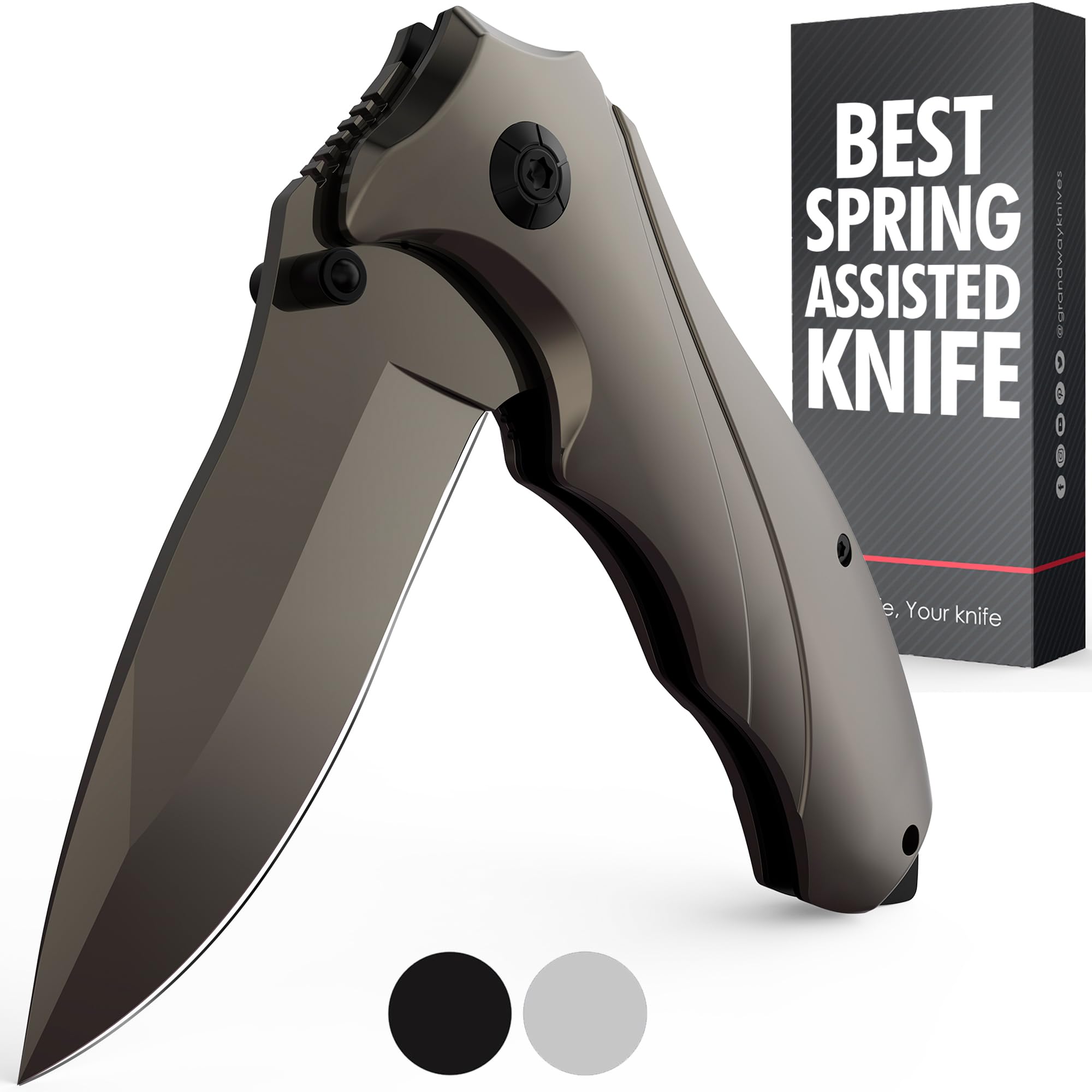 Pocket Knife for Men - Folding Knives with Sharp Blade Aluminum Handle Glass Breaker and Pocket Clip - Best Gear for Tactical Camping Hunting Fishing EDC Survival - Birthday Gift Idea - 6495