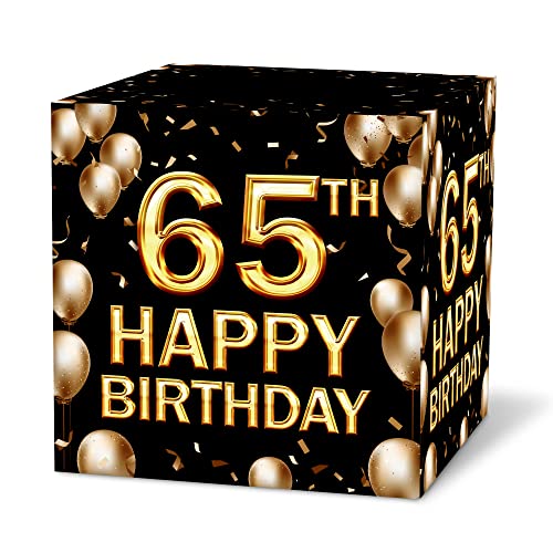 65th Birthday Card Box，Black And Gold Card Box for Birthday Party Decorations ，Party Supplies , Money Box -  1 PC (027sr)