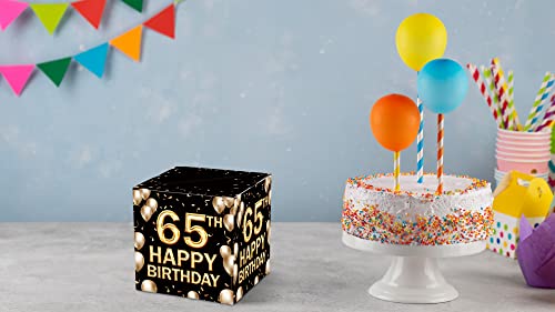 65th Birthday Card Box,Black And Gold Card Box for Birthday Party Decorations ,Party Supplies , Money Box - 1 PC (027sr)