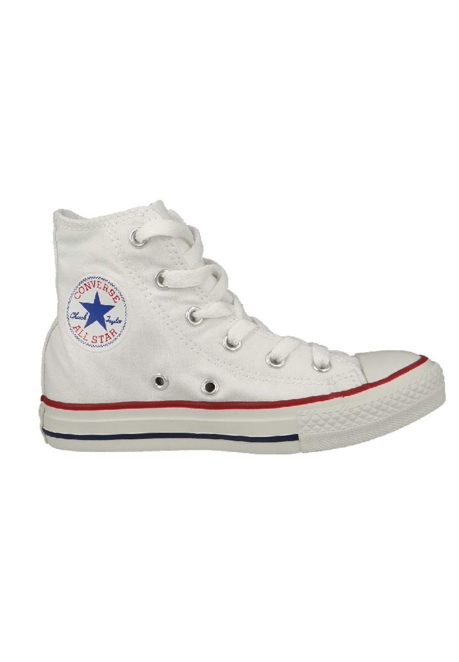 Converse Chuck Taylor All Star Canvas High Top Sneaker, Optical White, 2.5 M US Little Kid