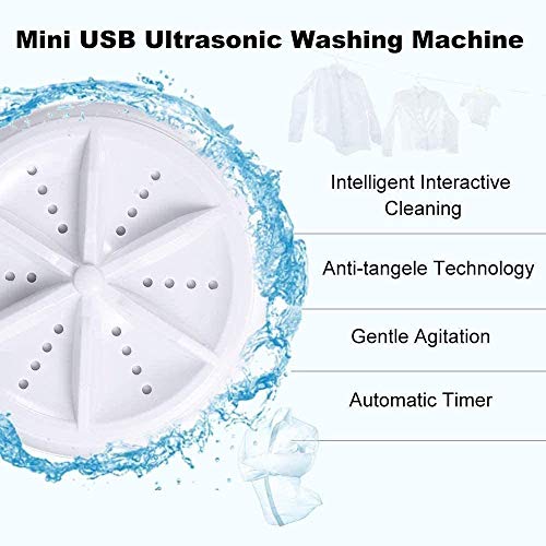Chic-Micky Portable Mini Washing Machine, Ultrasonic Washing Machine 3 in 1 Dishwasher Mini Light, Convenient for Travel, Family Business Travel, USB (B)