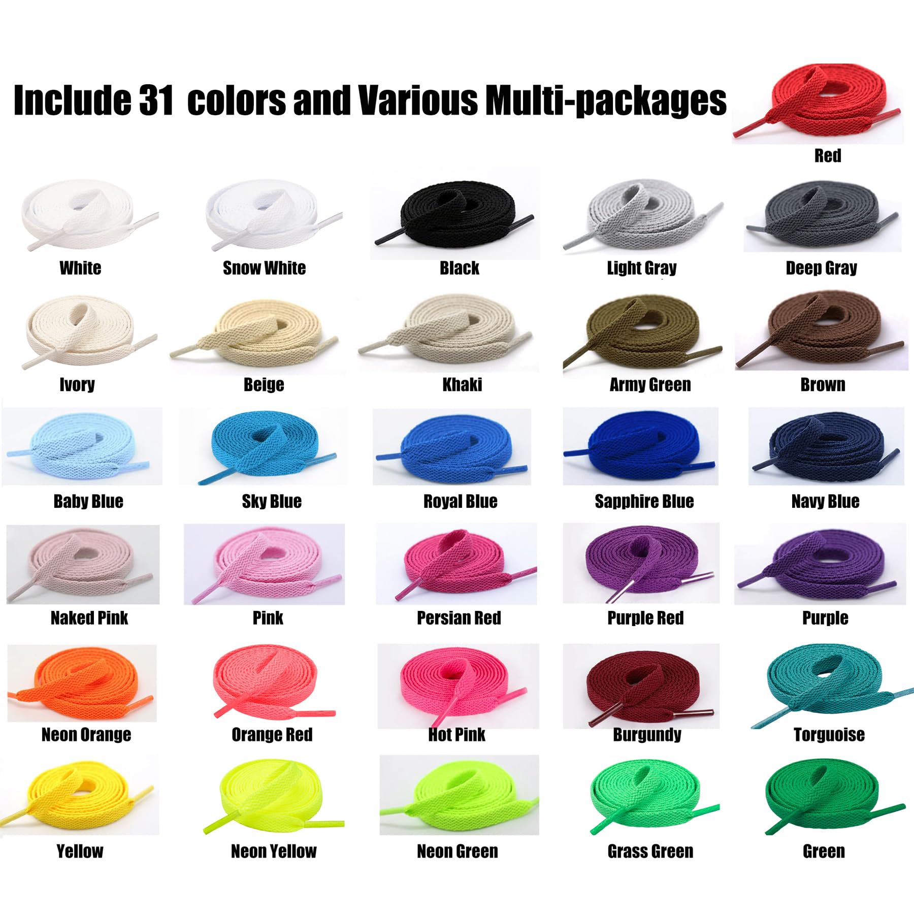 Handshop Flat Shoelaces 5/16" - Shoe Laces Replacements For Sneakers and Athletic Shoes Boots Red 160cm