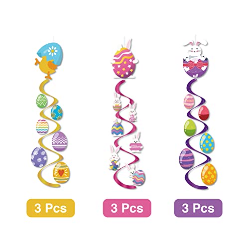 Kristin Paradise 21Ct Easter Hanging Swirl Decorations, Easter Bunny Party Supplies, Easter Eggs Birthday Theme Decor for Boy Girl Kids Baby Shower