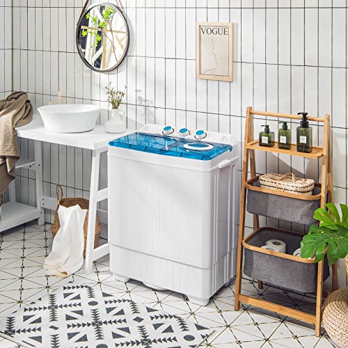 Giantex Portable Washing Machine, 2 in 1 Washer and Spinner Combo, 26lbs Capacity 18 lbs Washing 8 lbs Spinning, w/Timer Control, Built-in Drain Pump