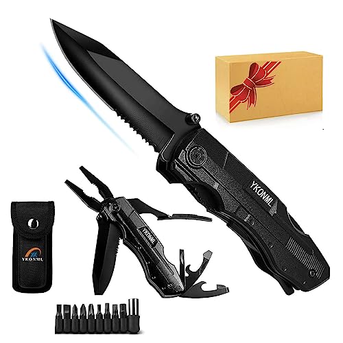 Multitool Pocket Knife Tactical Knife with Blade Saw Plier Screwdriver Folding Built with Full Stainless Steel Perfect Tool for Men Camping Emergency Outdoor Gifts for Men Him Dad Husband Boyfriend