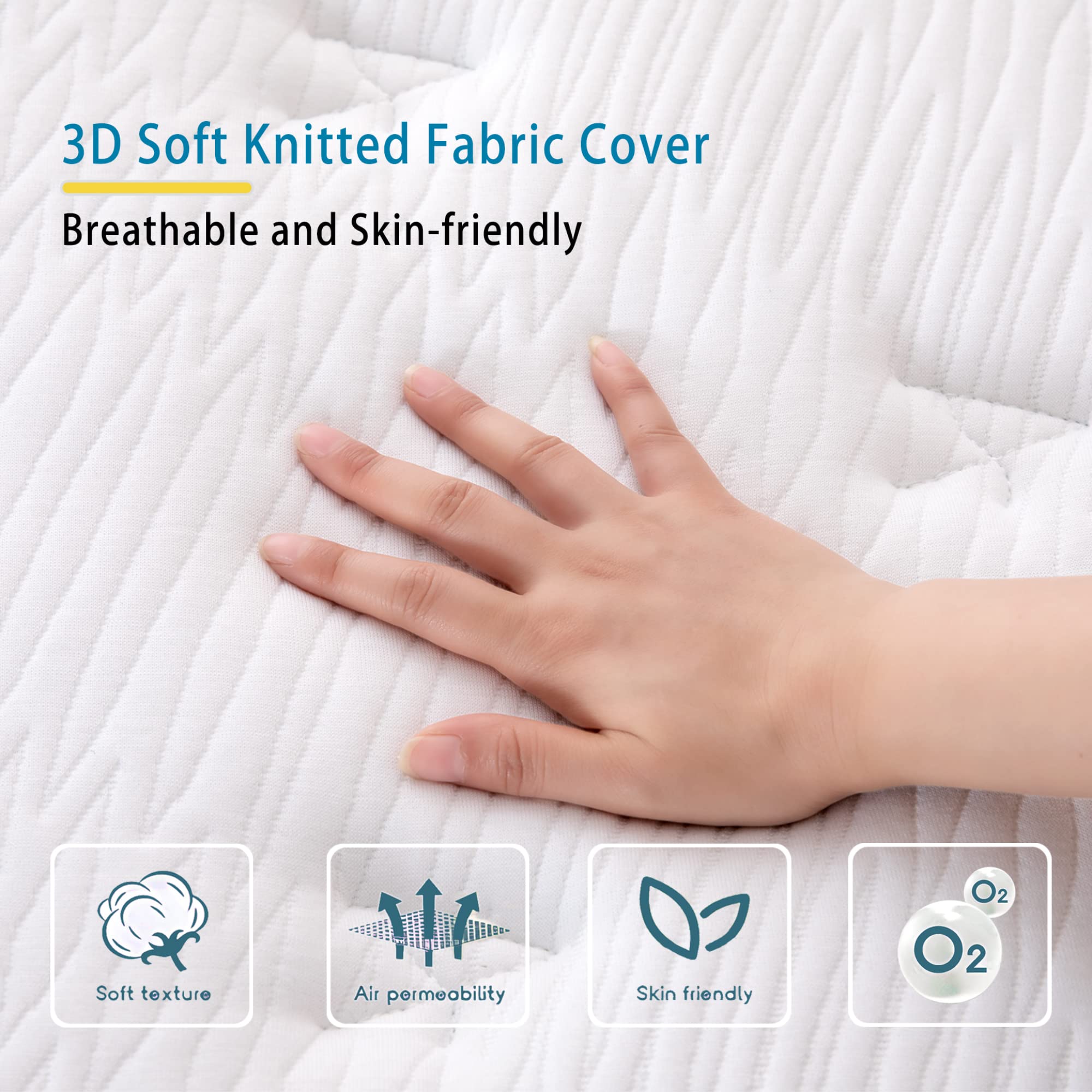Askme King Mattress 10 Inch Innerspring Mattress Bed in a Box,Medium Firm Cooling Gel Memory Foam Mattress Individually Wrapped Pocket Coils with One Free Memory Foam Bed Pillow CertiPUR-US