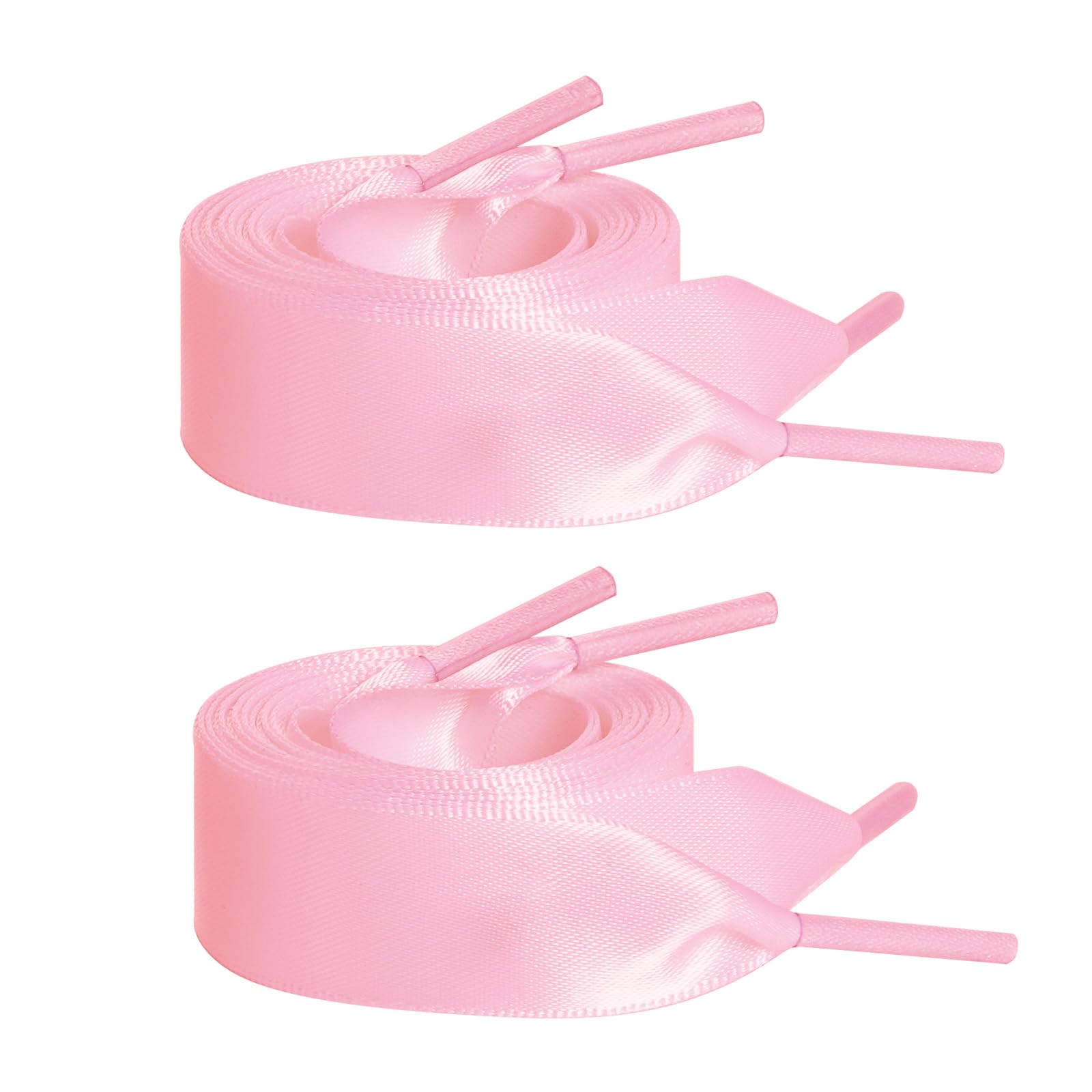 Marrywindix 2 Pairs 47" Flat Satin Ribbon Shoelaces Pink Silk Shoestrings Wide Shoe Laces for Sneakers Skate Shoes Boots Sport Shoes