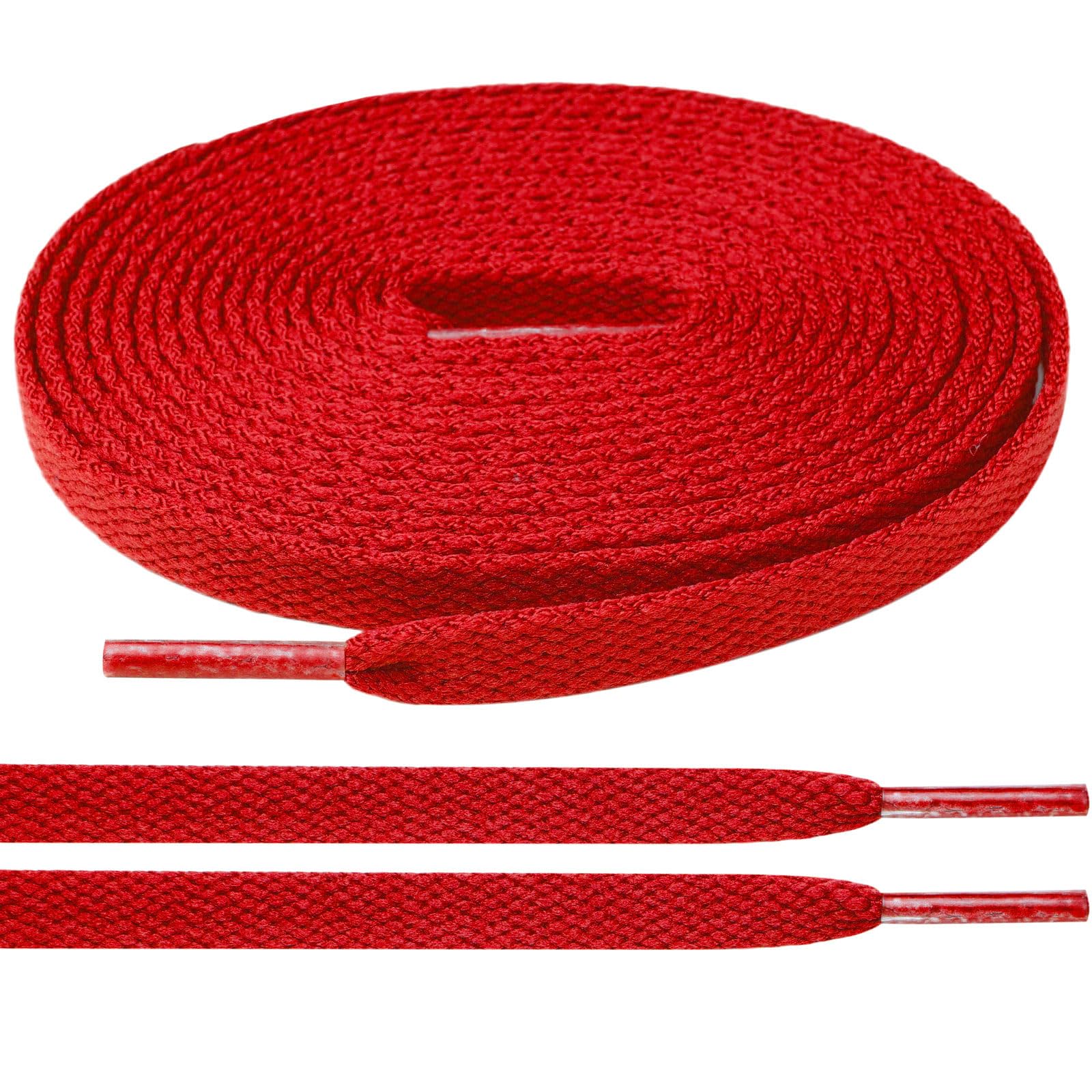 Handshop Flat Shoelaces 5/16" - Shoe Laces Replacements For Sneakers and Athletic Shoes Boots Red 160cm