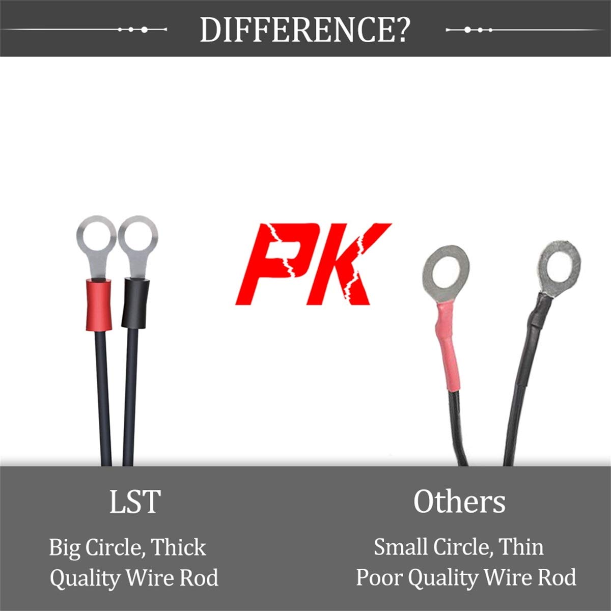 LST 6FT 12V Ring Terminal SAE to O Ring Connecters Extension Cord Cable Connector for Battery Charger/Maintainer