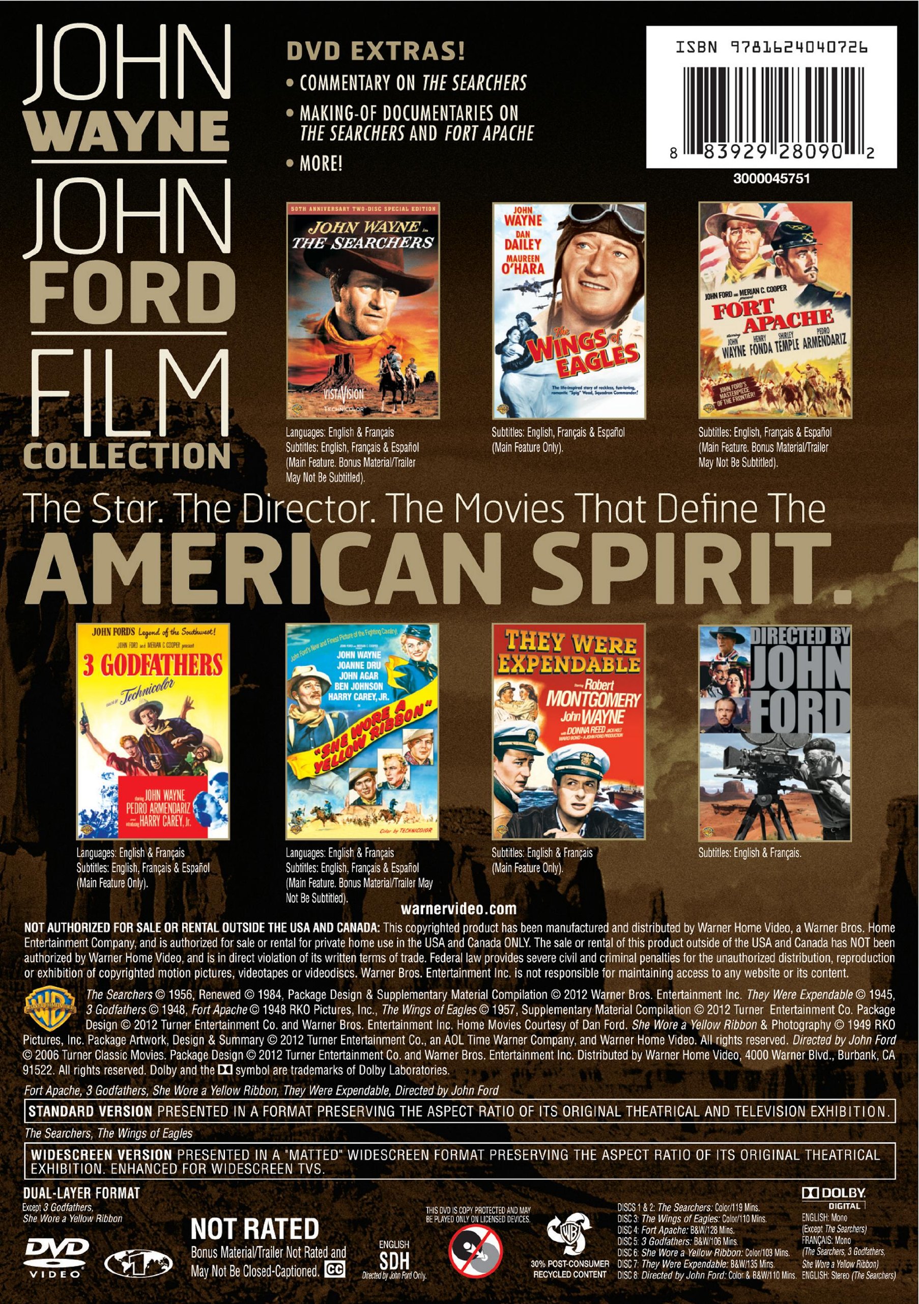 John Wayne: John Ford Film Collection (The Searchers / Fort Apache / She Wore a Yellow Ribbon / They Were Expendable / 3 Godfathers / The Wings of Eagles)