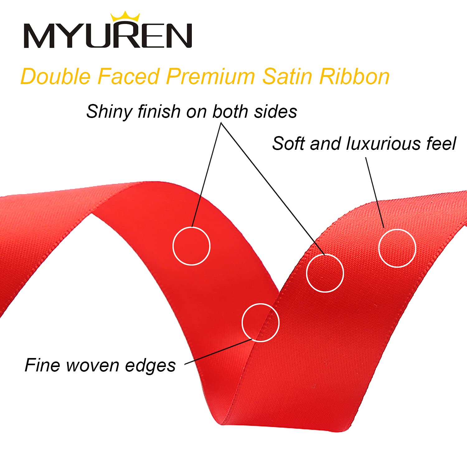 3/8 Inch Solid Satin Ribbon Red Double Face Satin Ribbon for Crafts, Gift Wrapping,Party Favor, Baby Shower,Invitation Embellishments,DIY Hair Accessories (50 Yards)