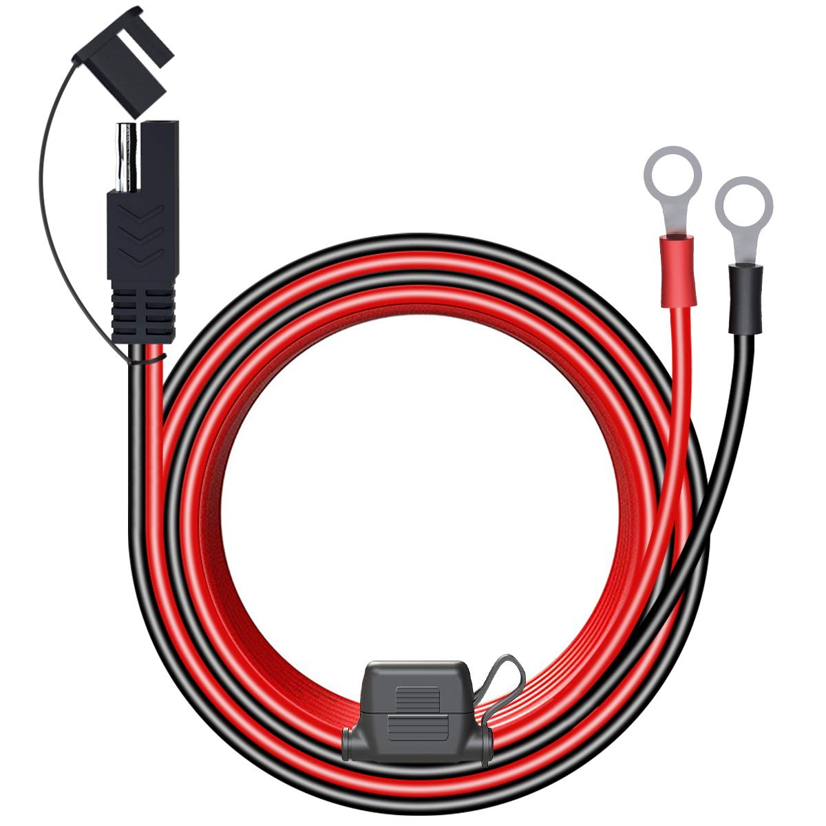 LST 6FT 12V Ring Terminal SAE to O Ring Connecters Extension Cord Cable Connector for Battery Charger/Maintainer