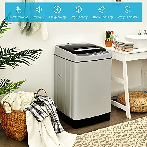 Giantex Full Automatic Washing Machine, 2 in 1 Portable Laundry Washer 1.5Cu.Ft 11lbs Capacity Washer and Spinner Combo 8 Programs 10 Water Levels Energy Saving Top Load Washer for Apartment Dorm