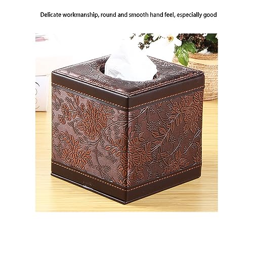 Stylish Tissue Box Leather Paper Roll Holder FashionTissue Organizer and Durable Tissue Box for Bathroom Vanity Desks Offices Bedroom Home Modern Tissue Box (Color : Brown)