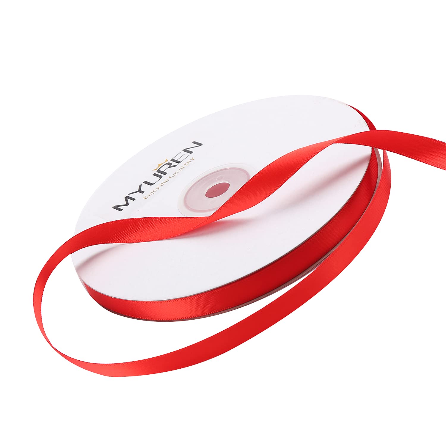 3/8 Inch Solid Satin Ribbon Red Double Face Satin Ribbon for Crafts, Gift Wrapping,Party Favor, Baby Shower,Invitation Embellishments,DIY Hair Accessories (50 Yards)