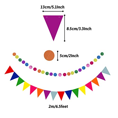 ZERODECO Fiesta Paper Fan Party Decorations Set, Multicolor Cinco De Mayo Pom Poms Pennant Garland String Banner Fringe Curtains Mexican Coco Carnivals Festivals Party Supplies