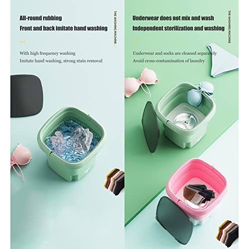 Portable Washing Machine Lightweight Underwear Washer,Mini Foldable Washer with Spin Dryer,Bucket Automatic for Baby Clothes, Socks, Towels, Great for Travel, Apartment (Color : PINK2)