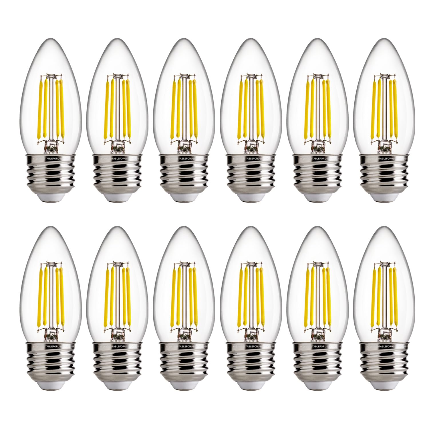 FLSNT 5000K Daylight Dimmable LED Candelabra Bulbs, 60W Equivalent, B11 E26 Base LED Chandelier Light Bulbs, 550LM, 12 Pack